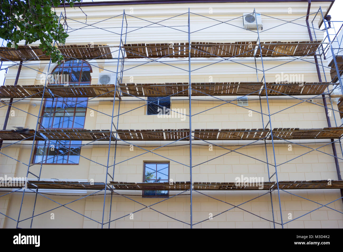 old Building facade renovation, house reconstruction, repair Stock ...