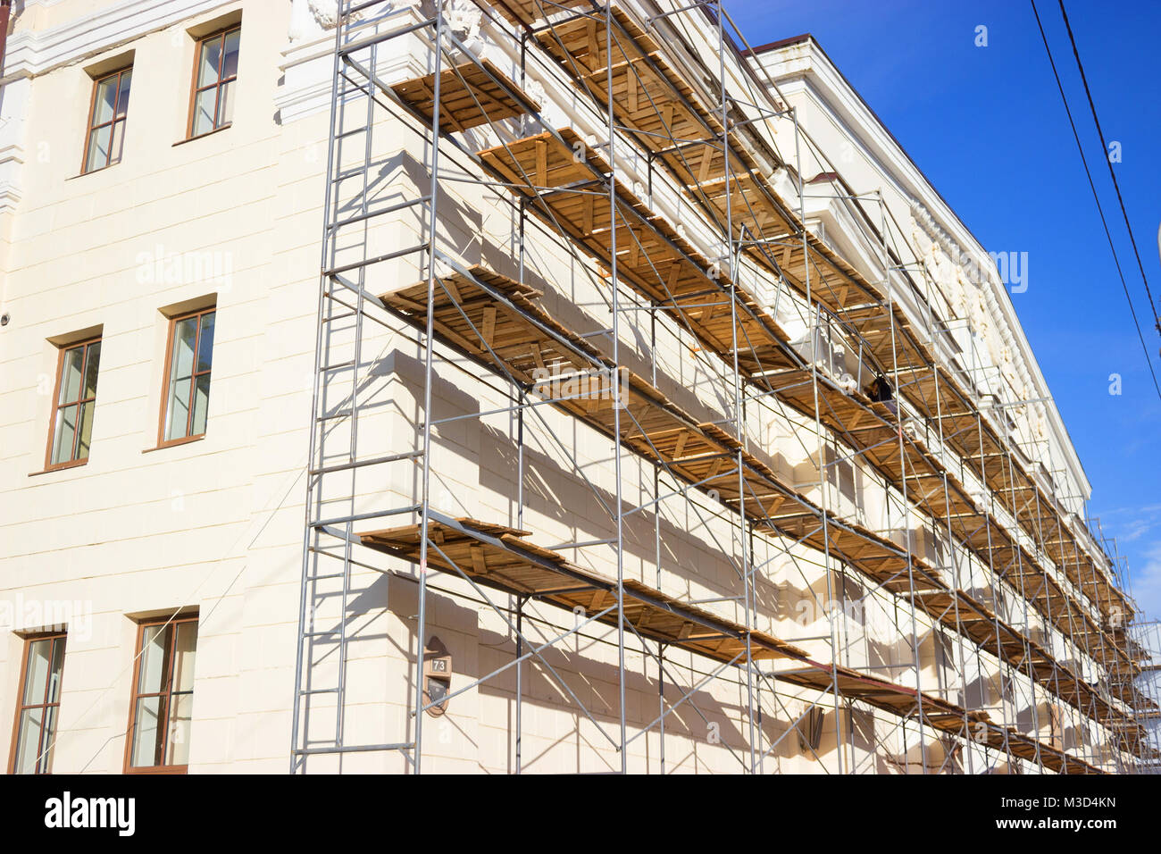 old Building facade renovation, house reconstruction, repair Stock ...