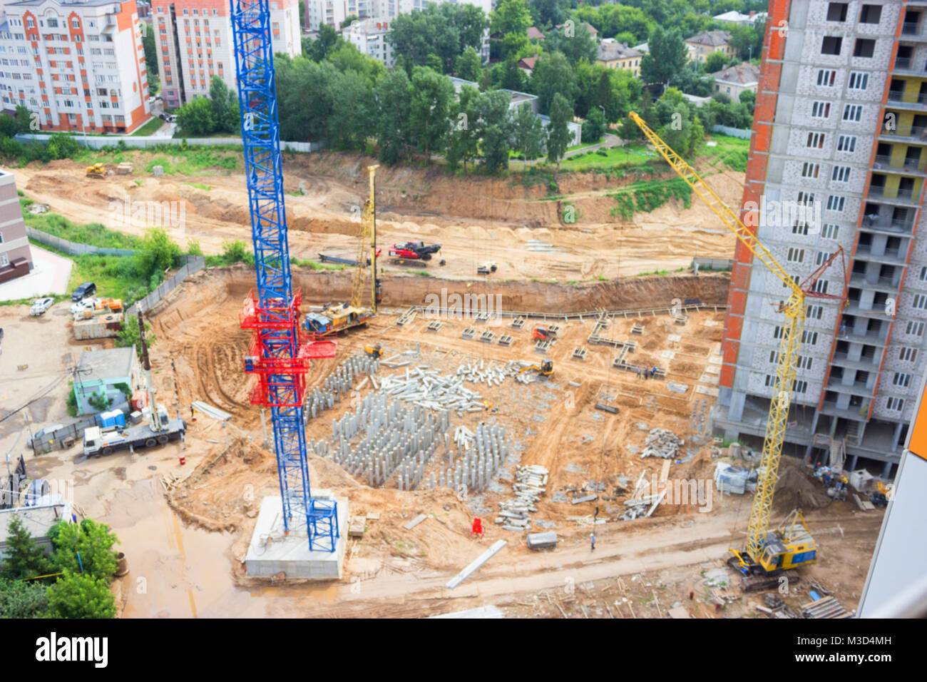 The blurring of the construction site. view from above Stock Photo - Alamy