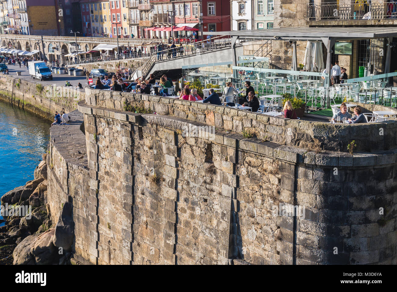 Bar Ponte Pensil next to remains of Pensil Bridge in Porto, second ...