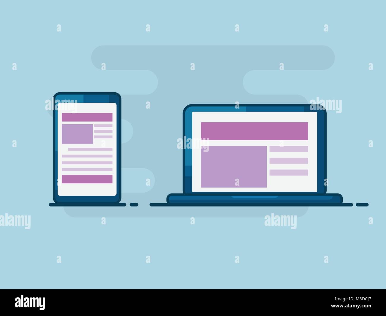 illustration of laptop and smartphone digital device flat design Stock ...