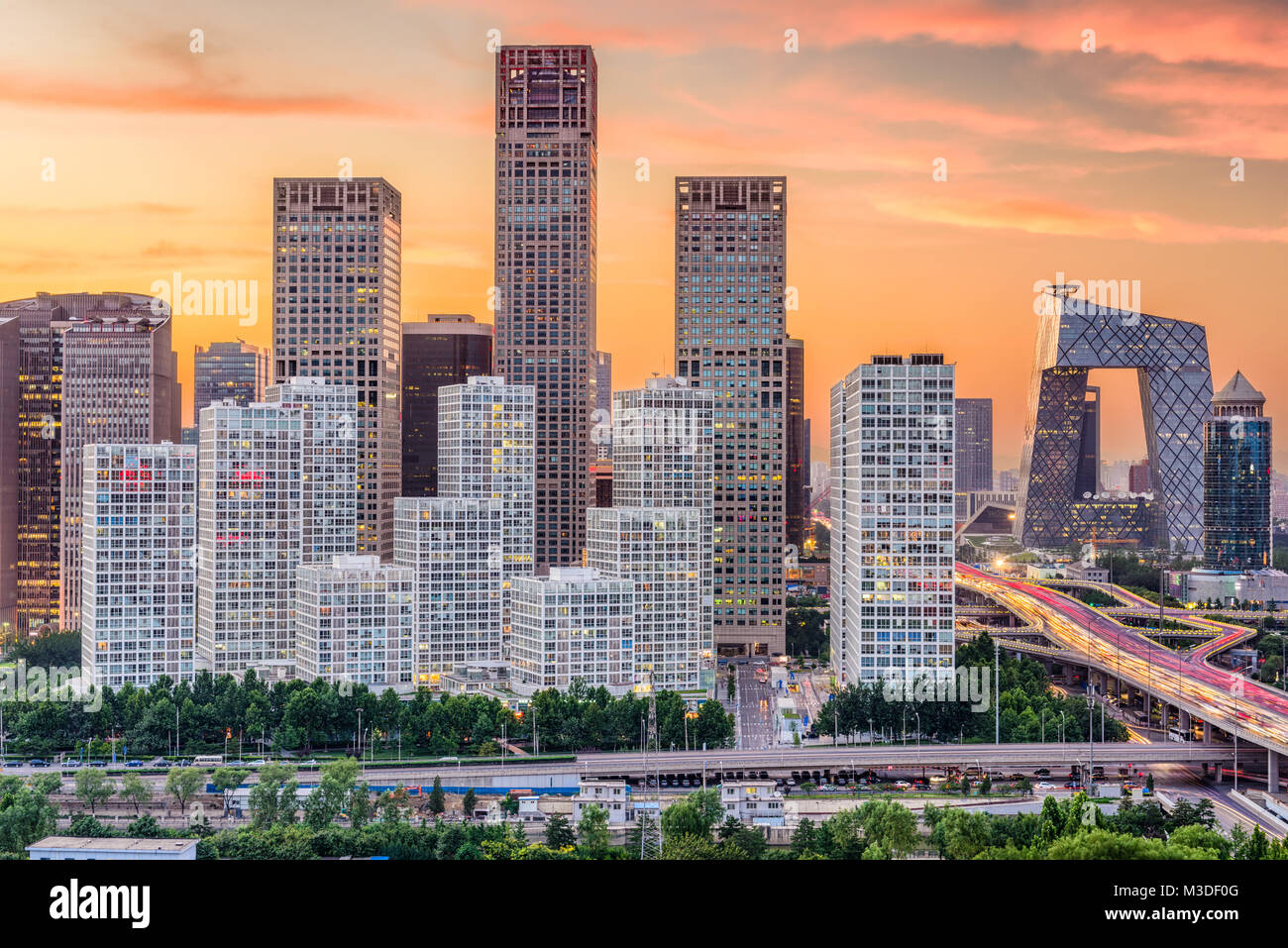 Beijing, China cityscape and financial district at dusk Stock Photo - Alamy