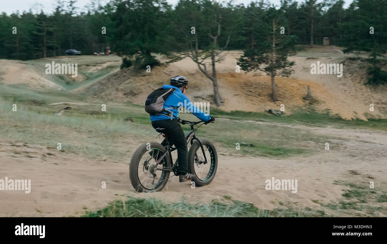 Fat bike also called fatbike or fat-tire bike in summer driving the ...