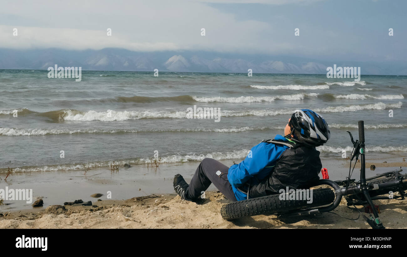Fat bike also called fatbike or fat-tire bike in summer driving on the ...