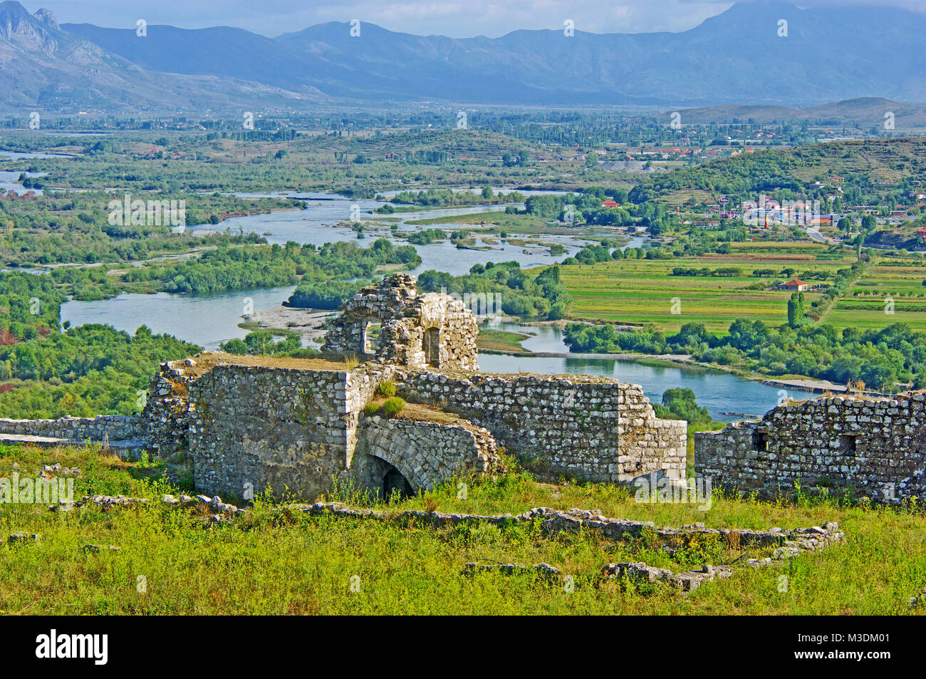 Ruin, Drin River,Hill Top Fortress, Castle of Rozafa, Between Shkodra ...