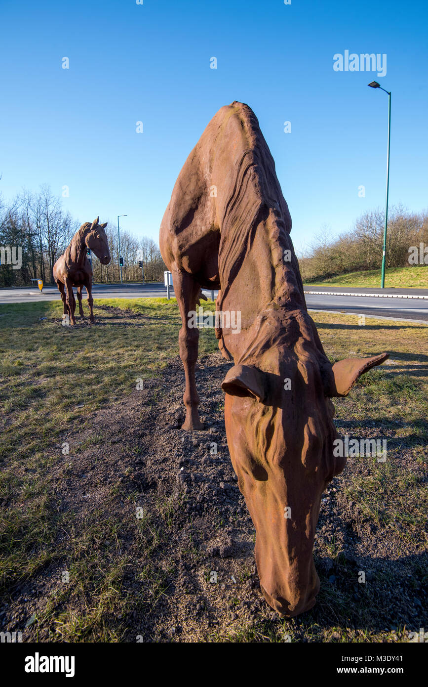 Horse Sculptures on Racecourse Roundabout on Daleside Road in Colwick ...