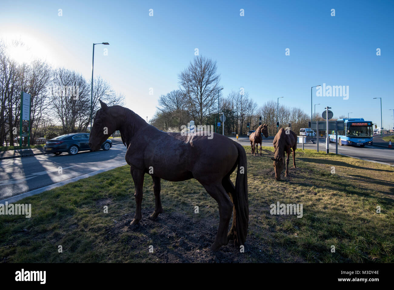 Horse Sculptures on Racecourse Roundabout on Daleside Road in Colwick ...