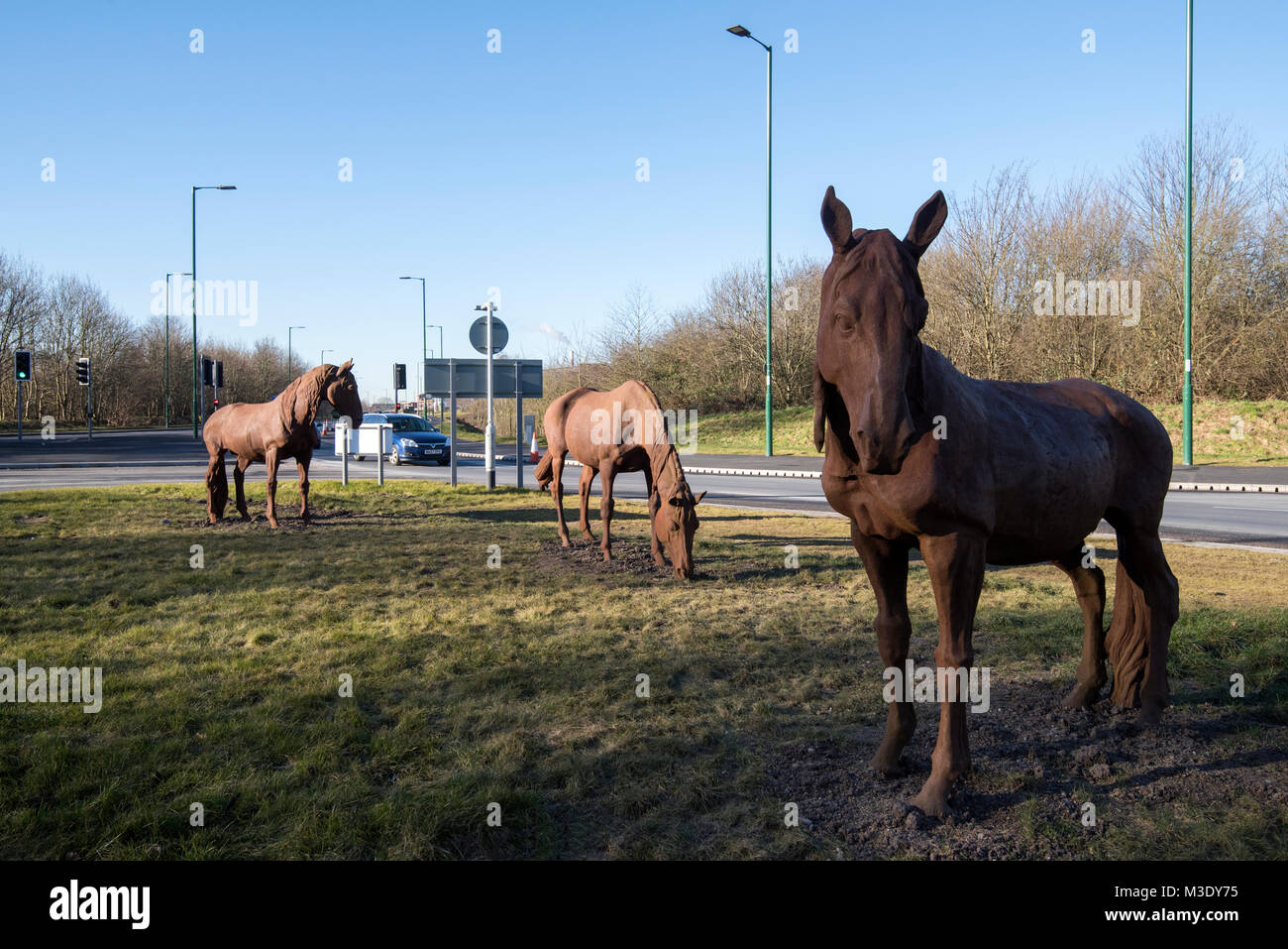 Horse Sculptures on Racecourse Roundabout on Daleside Road in Colwick ...