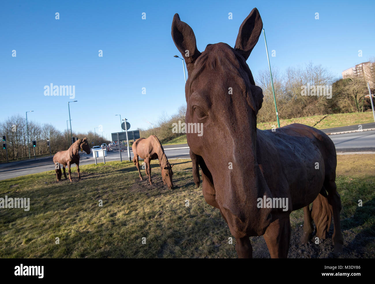 Horse Sculptures on Racecourse Roundabout on Daleside Road in Colwick ...