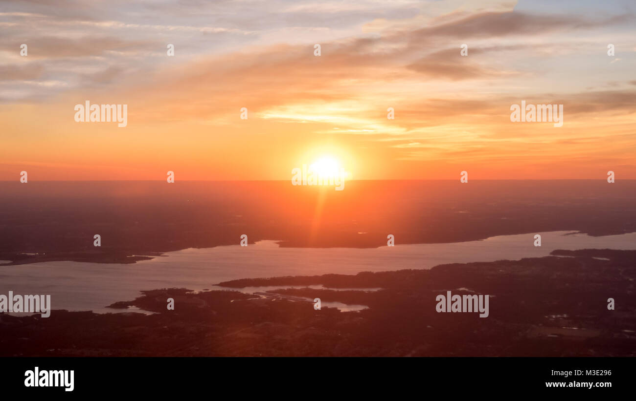 Aerial View of Sunset Over Flat Texas Land Stock Photo - Alamy