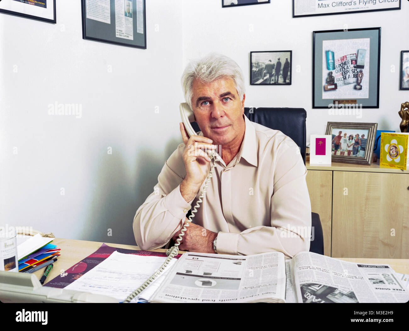 Portrait of Max Clifford English publicist famous for his "kiss-and ...