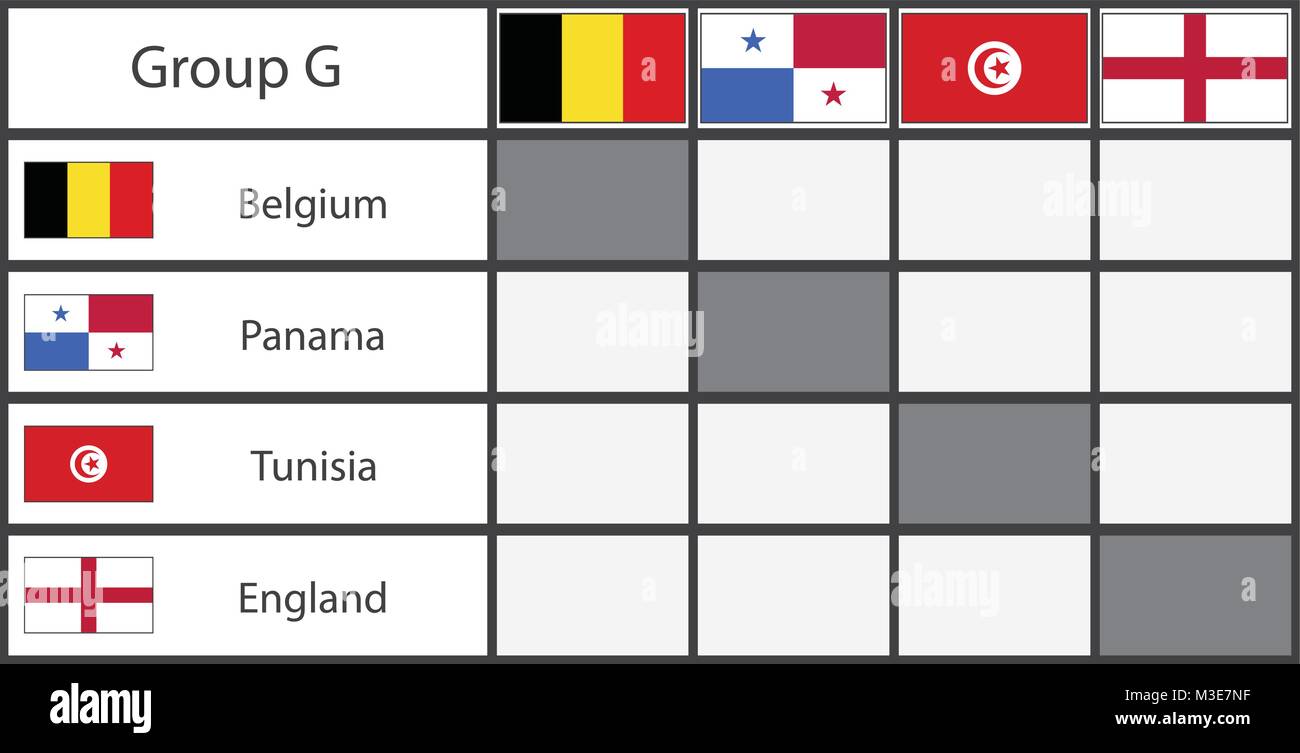 Russia 2018 football group stage template, Group G,flat vector ...