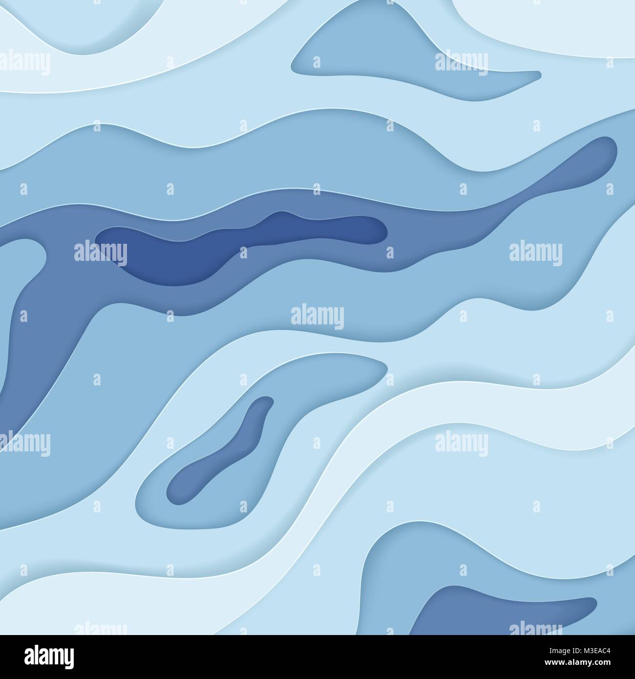 Abstract blue wavy paper 3d diffusive level element for design banner ...