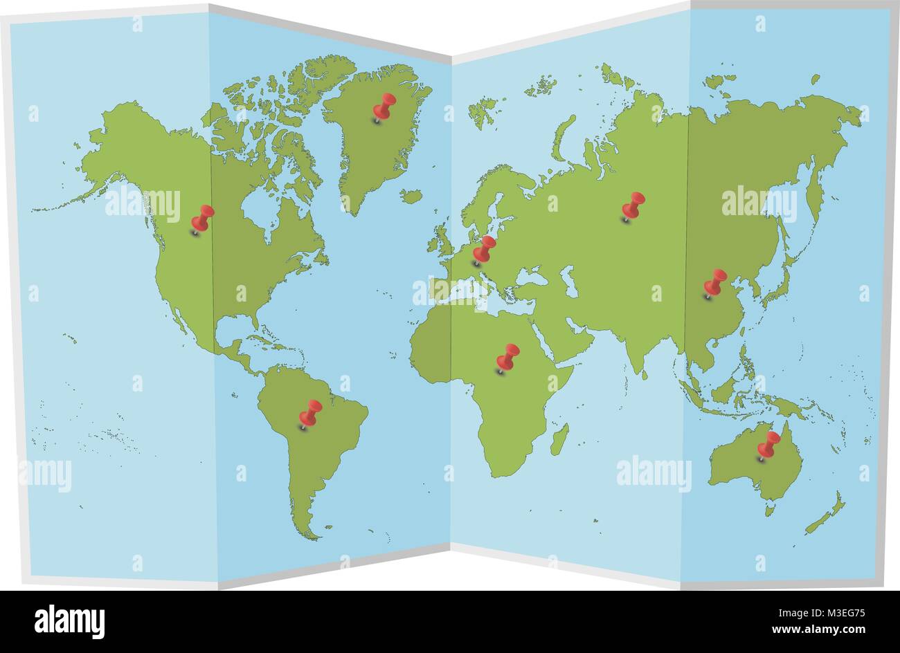 World Map With Pins Stock Vector Image And Art Alamy
