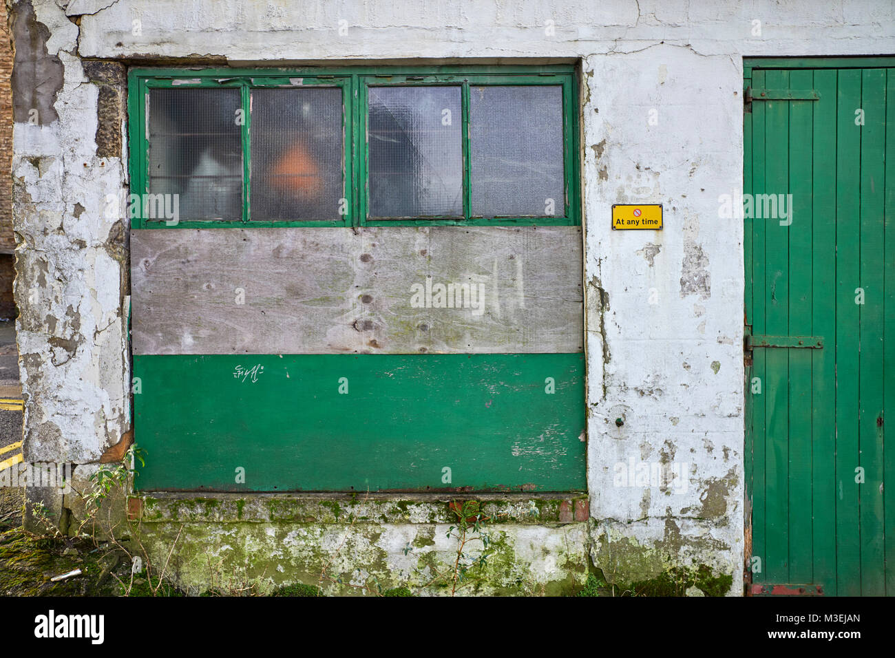 Detail of blocked off window in old lock up store, Lancaster, UK Stock ...