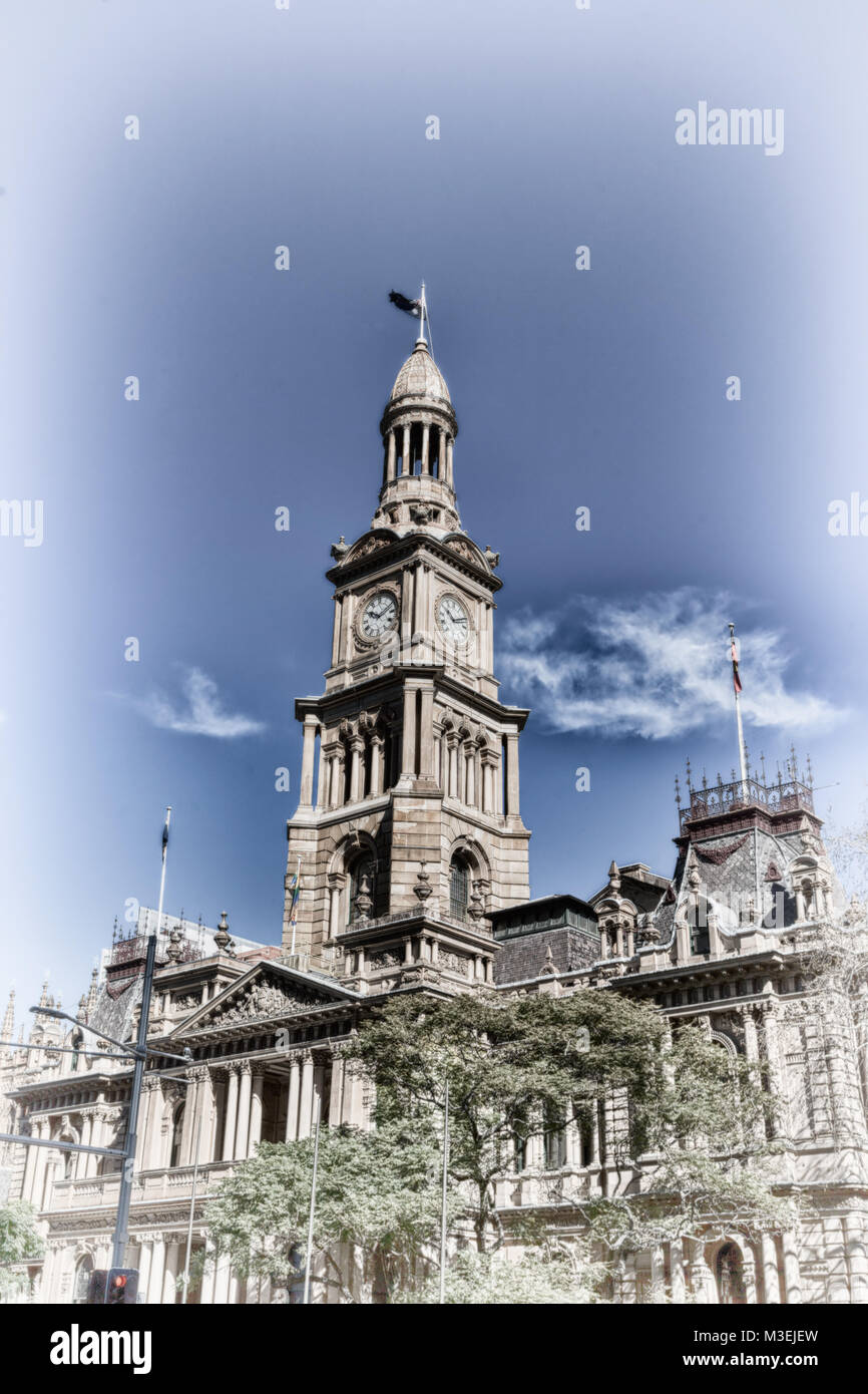 in australia sydney the antique clock tower in the sky Stock Photo - Alamy