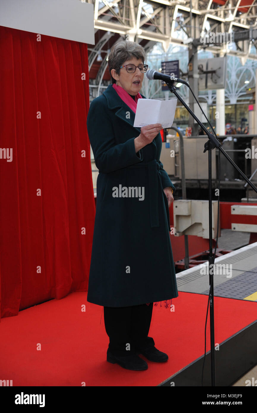 The train, 800010, is unveiled by his daughter Karen Jankel at a ...