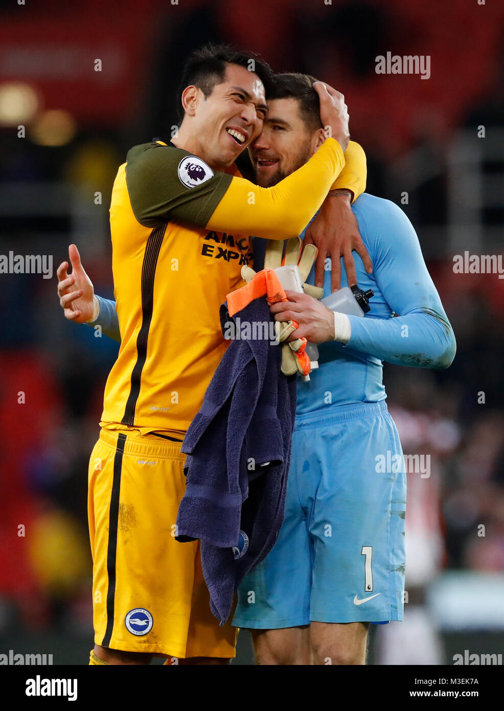 Brighton & Hove Albion's Leonardo Ulloa (left) and Brighton & Hove ...