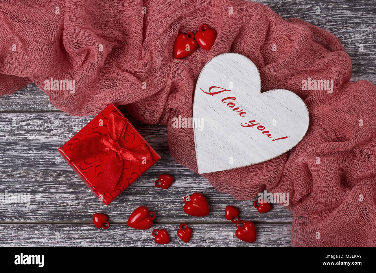 Valentines day greeting card with lettering I Love you Stock Photo - Alamy