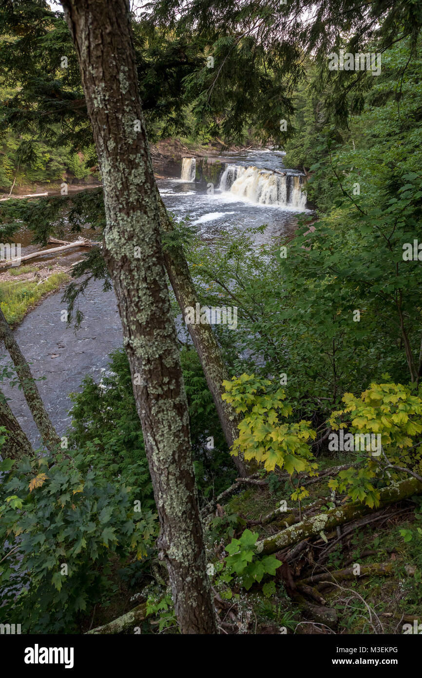 Wakefield, Michigan - Manabezho Falls on the Presque Isle River in ...