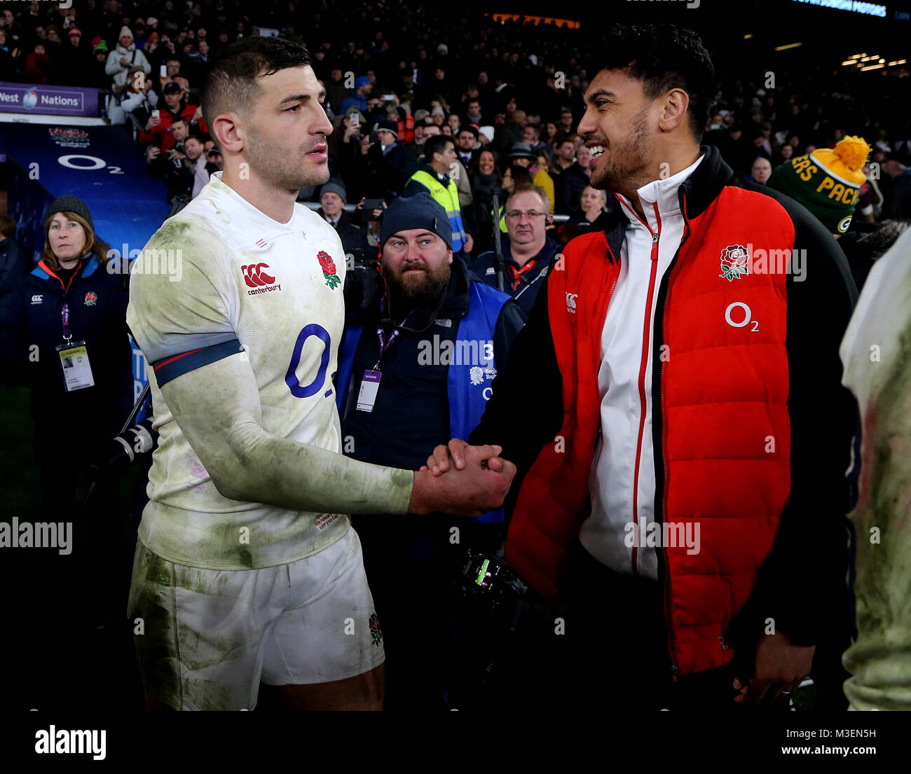 England's Jonny May (left) after the final whistle during the NatWest 6 ...