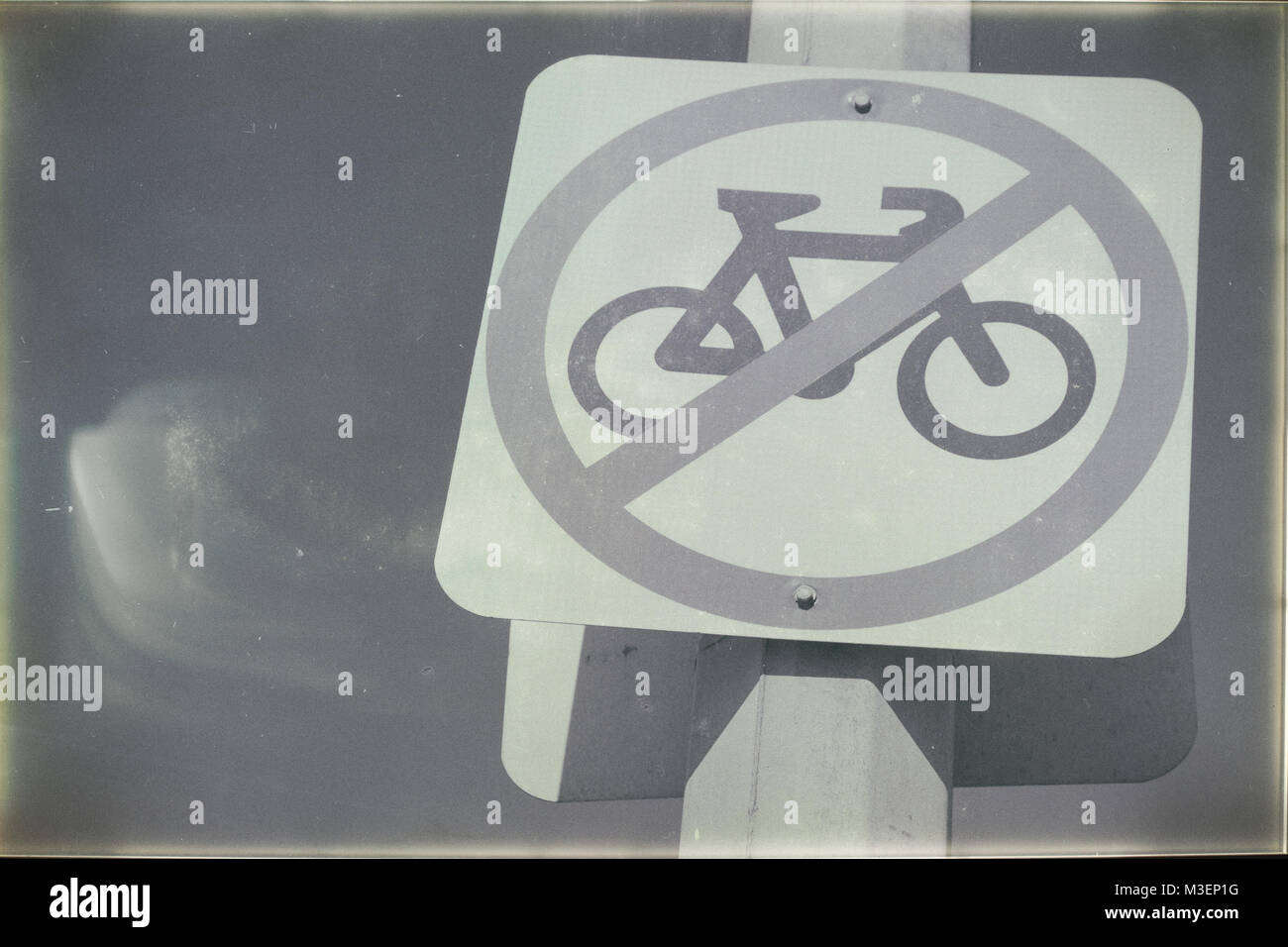 in australia the sign of no bike in the clear sky Stock Photo - Alamy