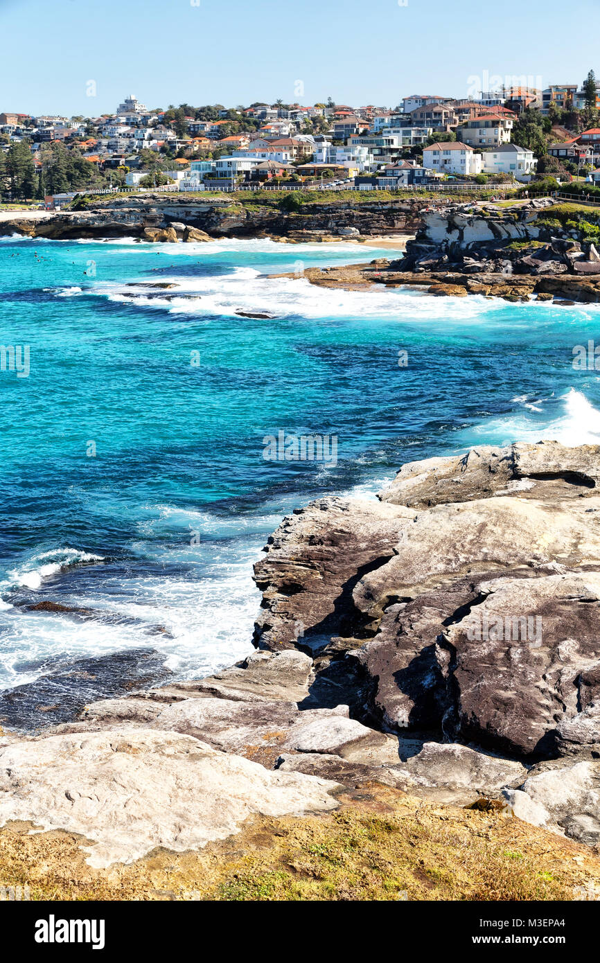 in australia sydney the bay the rock and the ocean near bondi beach ...