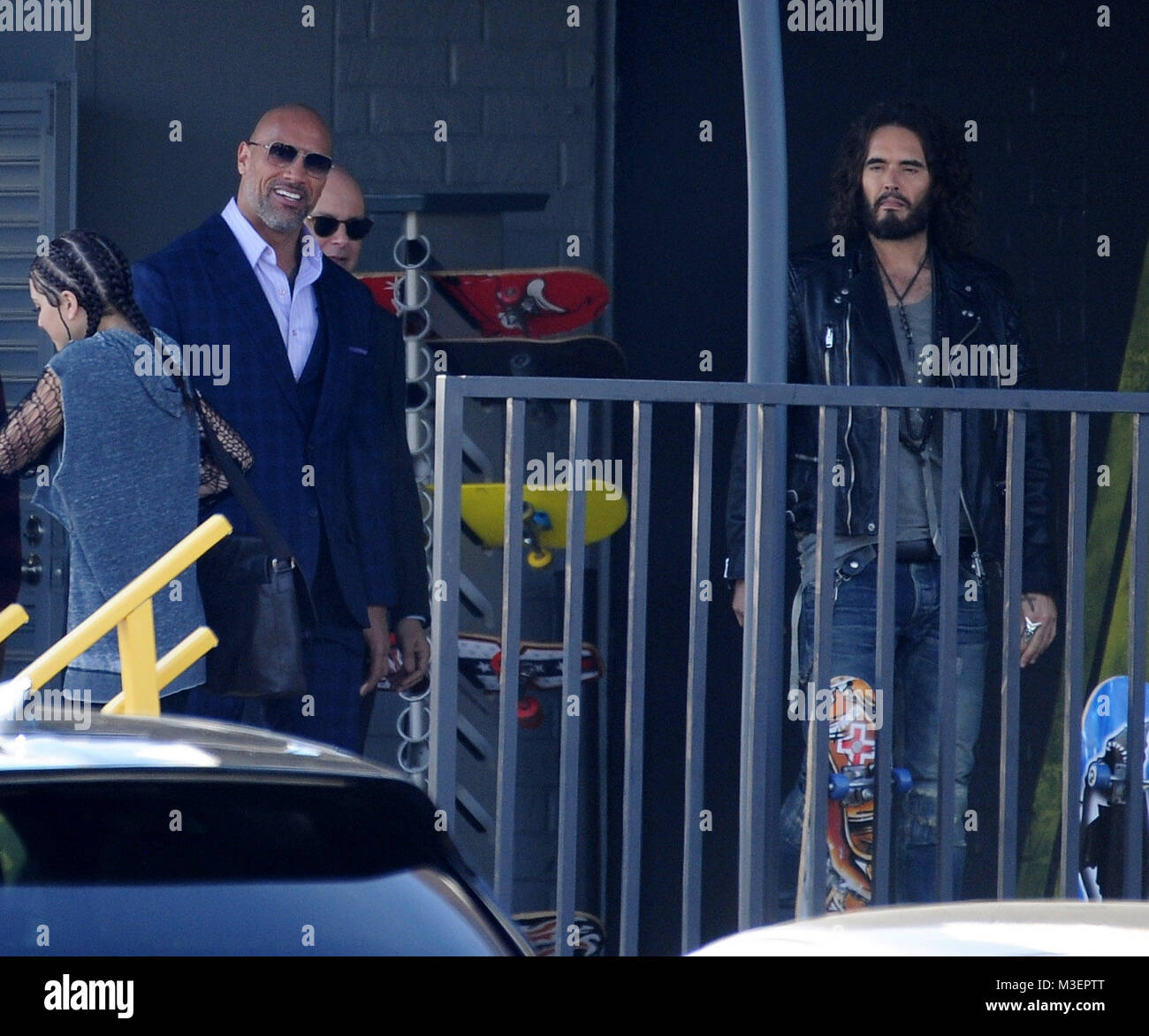 Actor Dwyane Johnson spotted filming "Ballers" in downtown Los Angeles ...