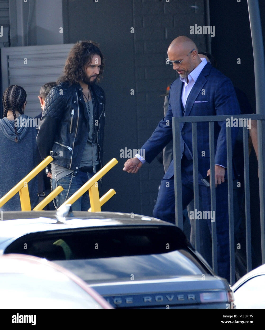 Actor Dwyane Johnson spotted filming "Ballers" in downtown Los Angeles ...