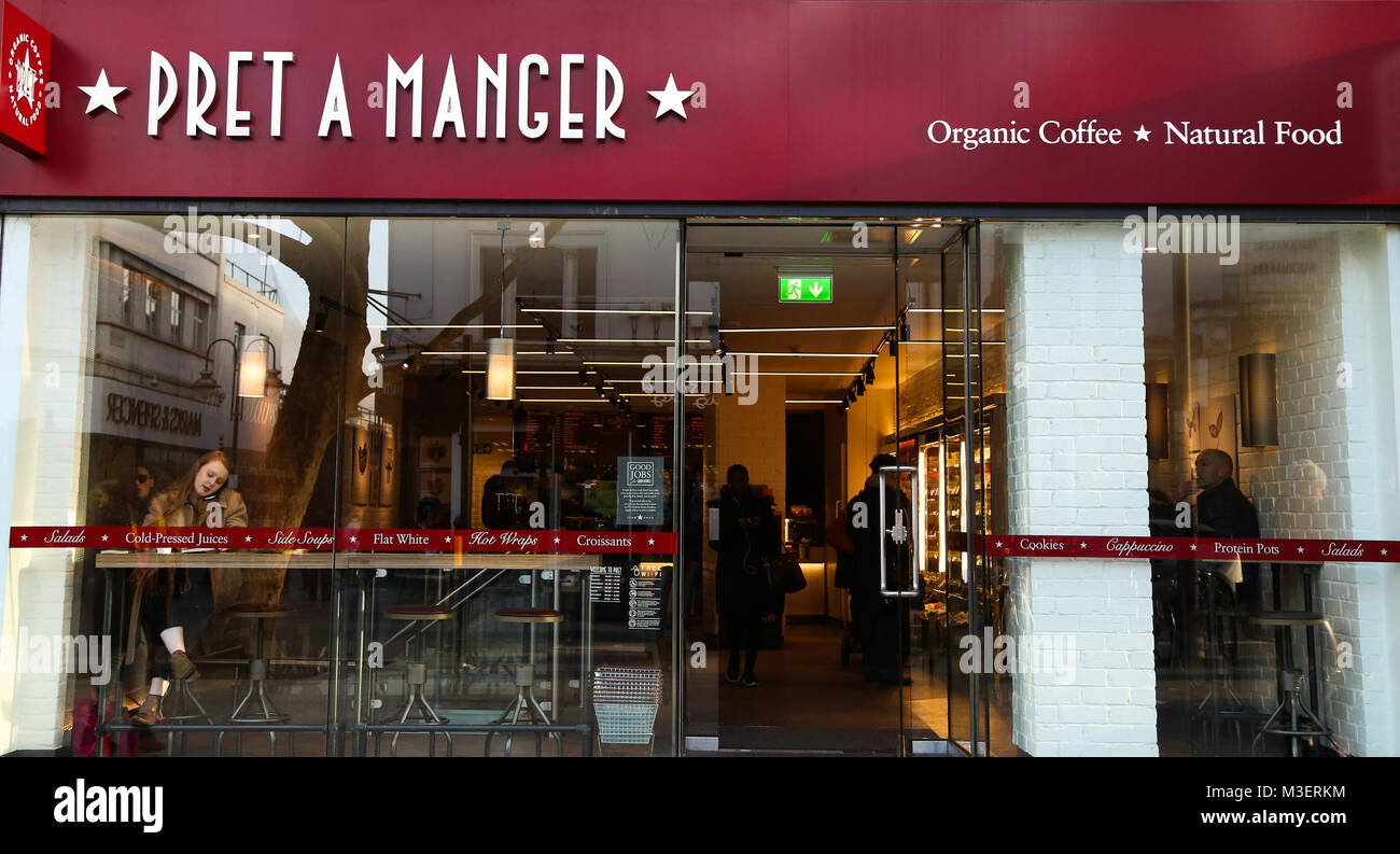 An external view of Pret A Manger store in Brixton Featuring: View ...