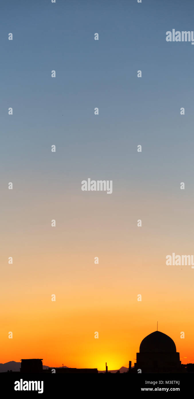 in iran yazd the antique mosque in the sunrise sky Stock Photo - Alamy