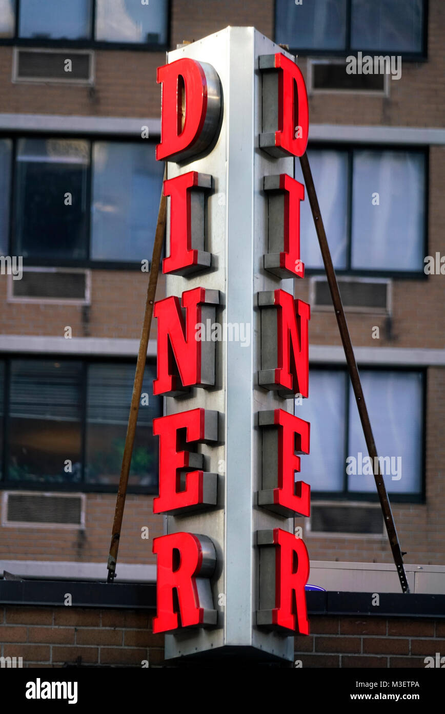 Red Diner sign.New York City.USA Stock Photo - Alamy