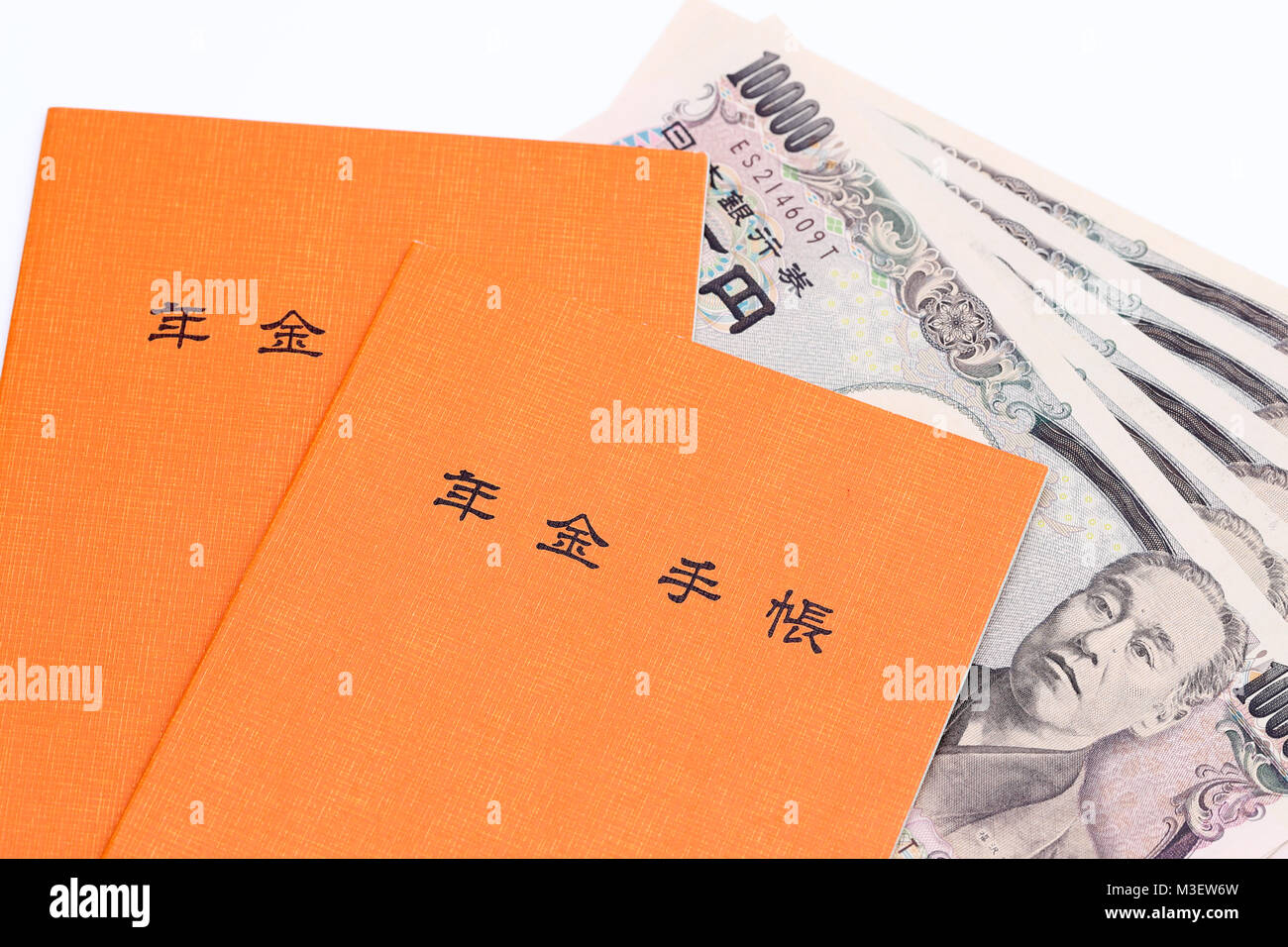 Japanese national pension plan handbook on white background Stock Photo ...