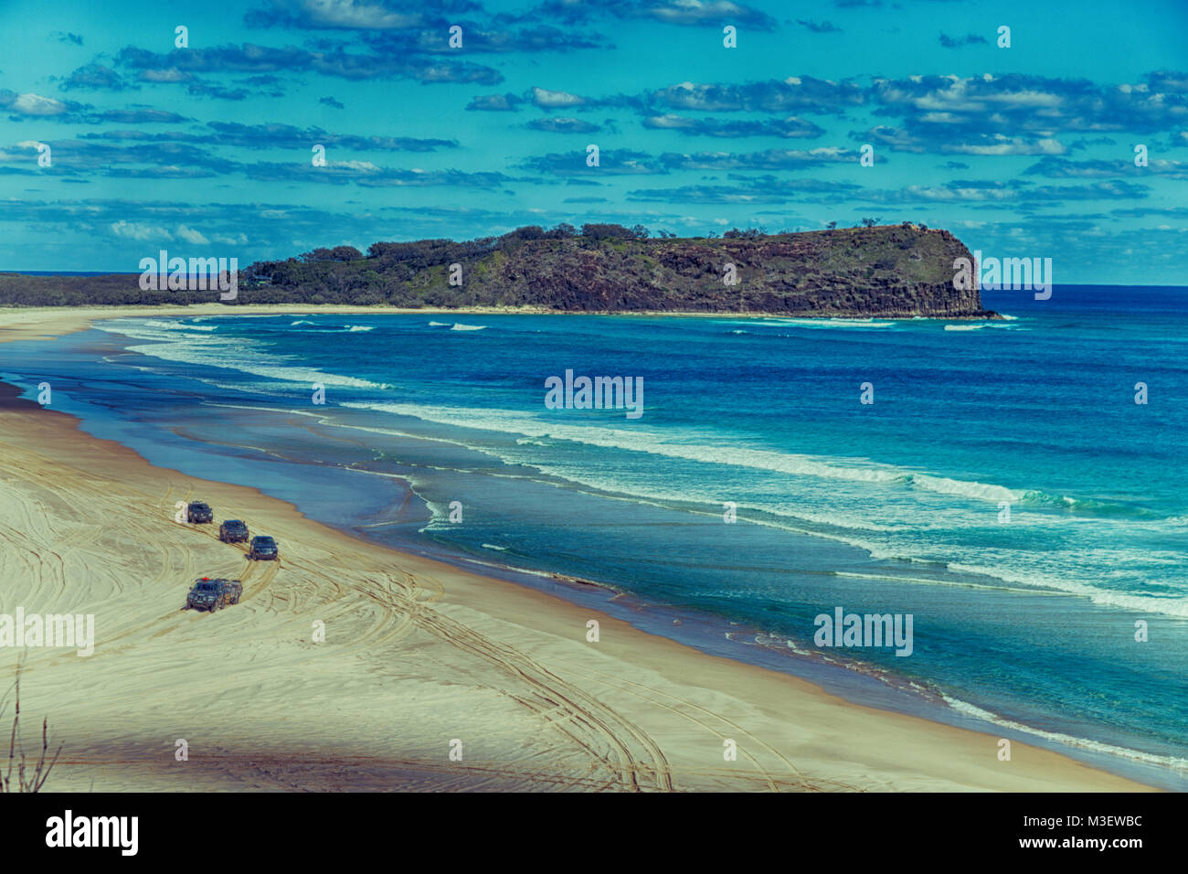 in australia fraser island the beach near the rocks in the wave of ...