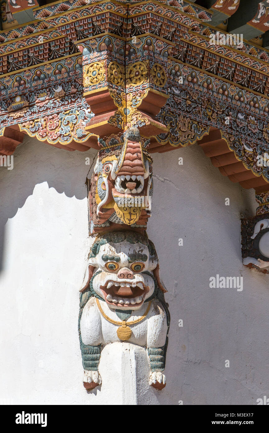 Phobjikha, Bhutan. Gangte Monastery (Goemba), Carvings Representing ...