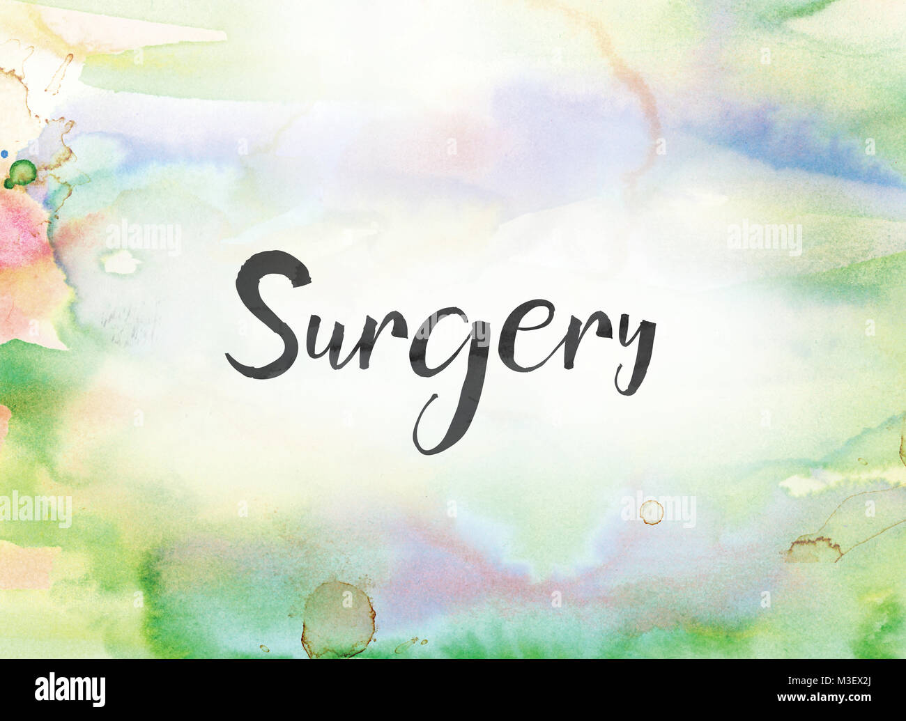 The word Surgery concept and theme written in black ink on a colorful ...