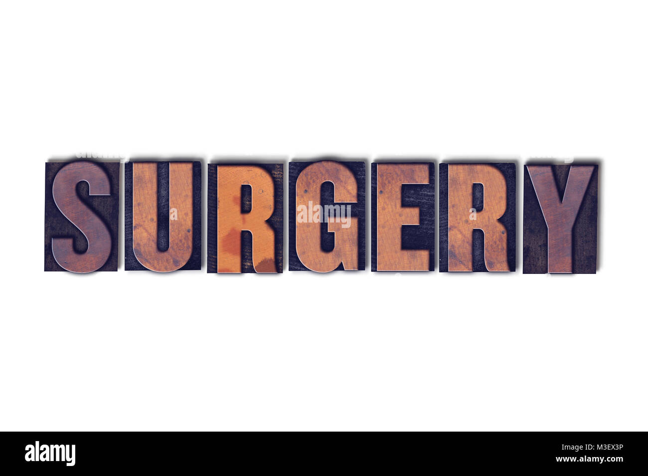 The word Surgery concept and theme written in vintage wooden ...