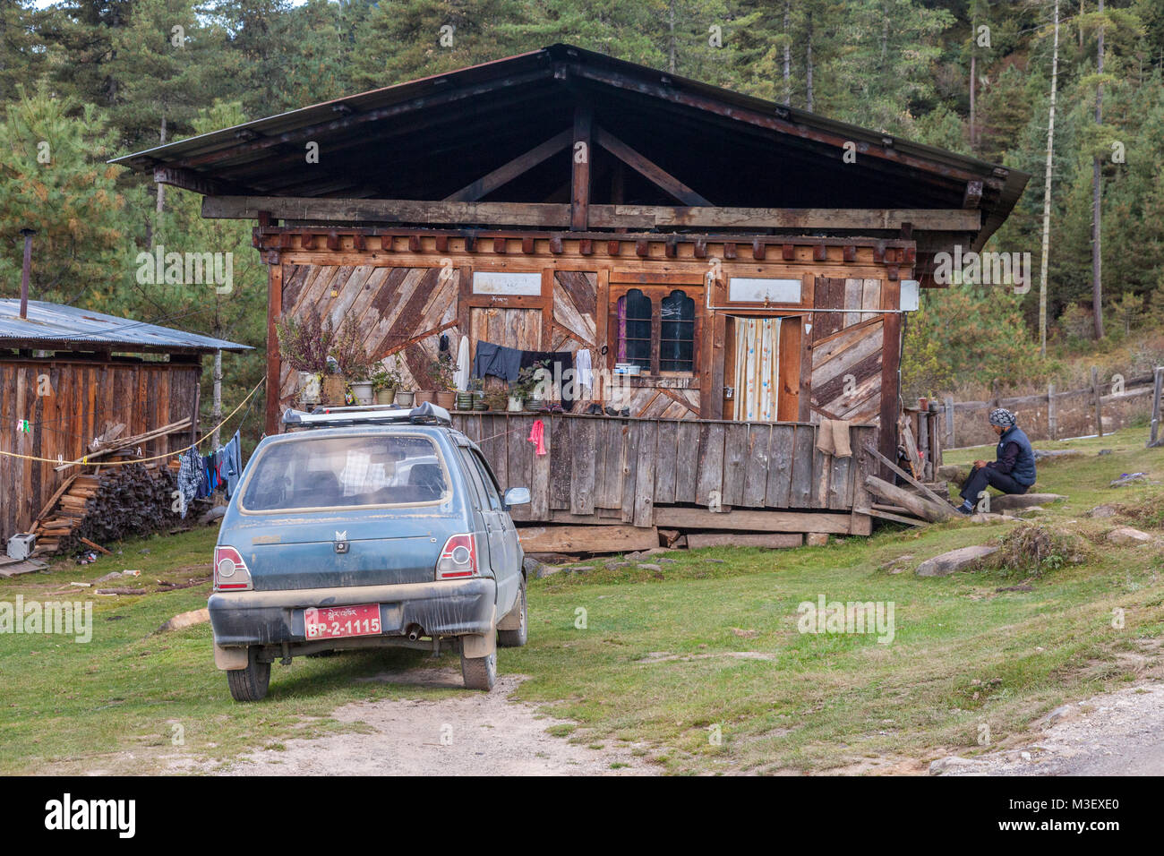 Phobjikha, Bhutan. Hotel Employee Housing Showing Typical Timber ...
