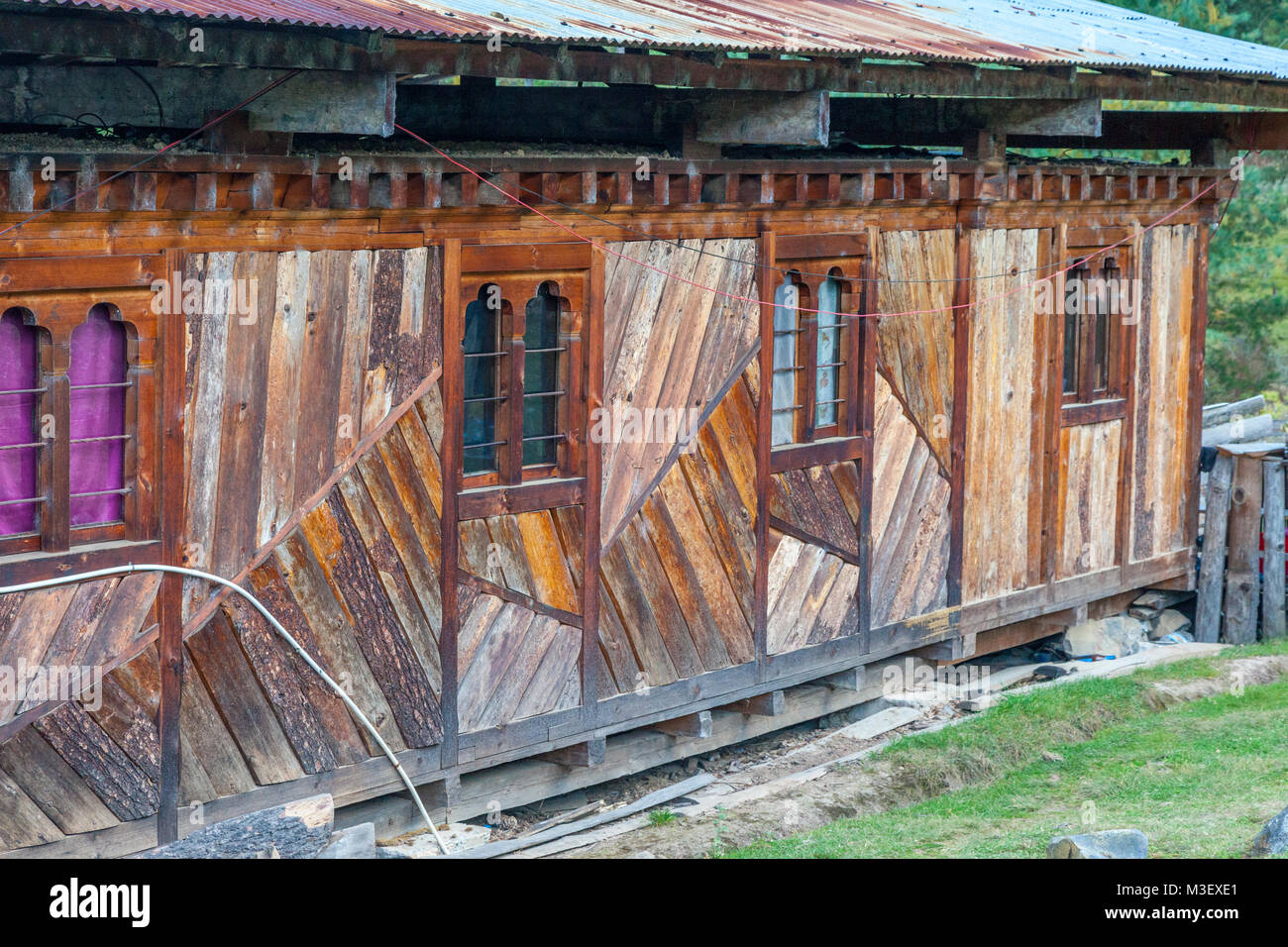 Phobjikha, Bhutan. Hotel Employee Housing Showing Typical Timber ...