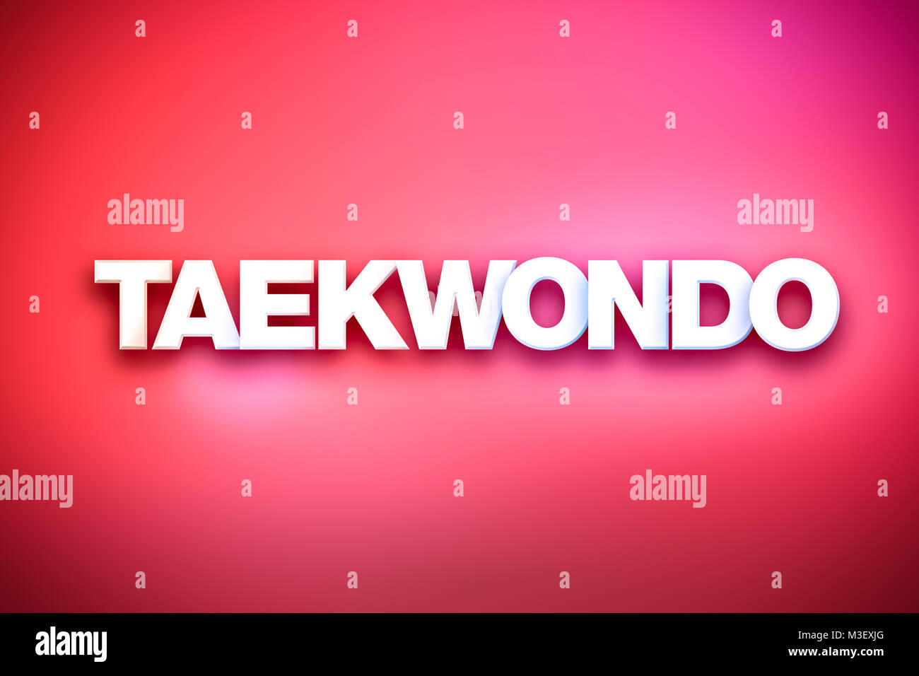 The word Tae Kwon Do concept written in white type on a colorful ...