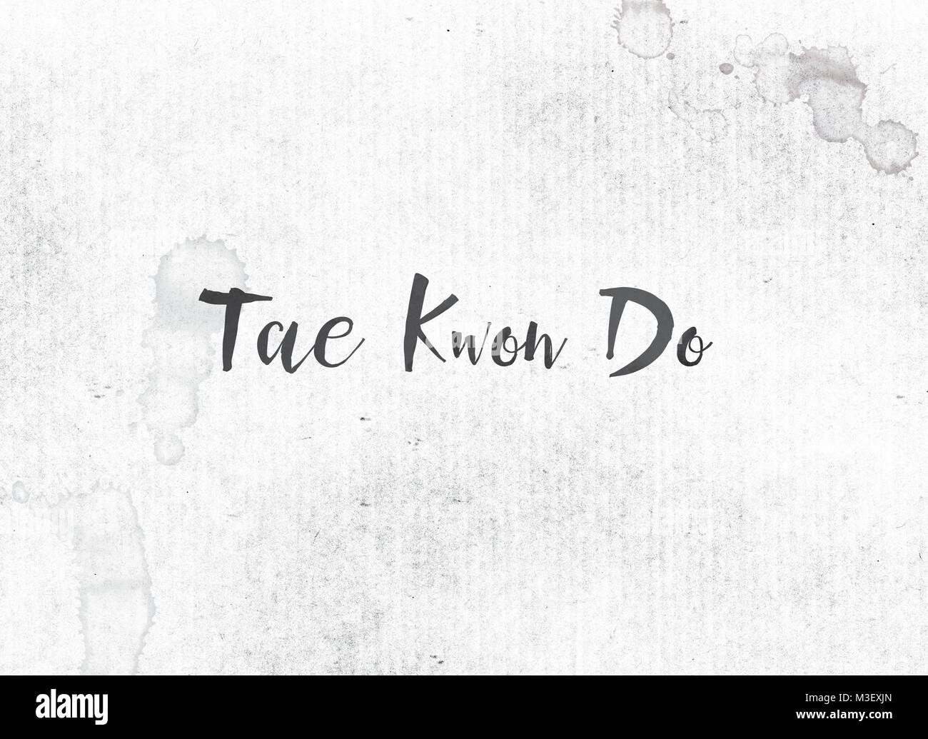 The word Tae Kwon Do concept and theme painted in black ink on a ...