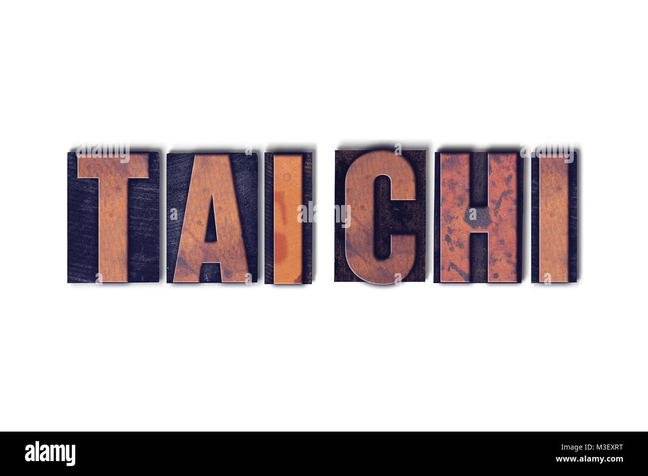 The words Tai Chi concept and theme written in vintage wooden ...