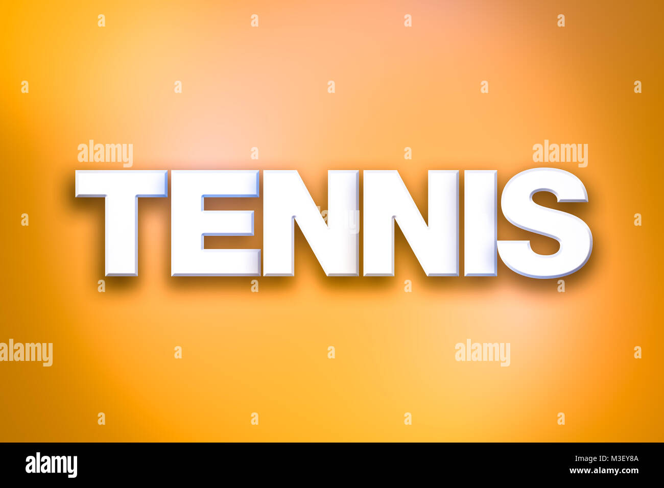 The word Tennis concept written in white type on a colorful background ...