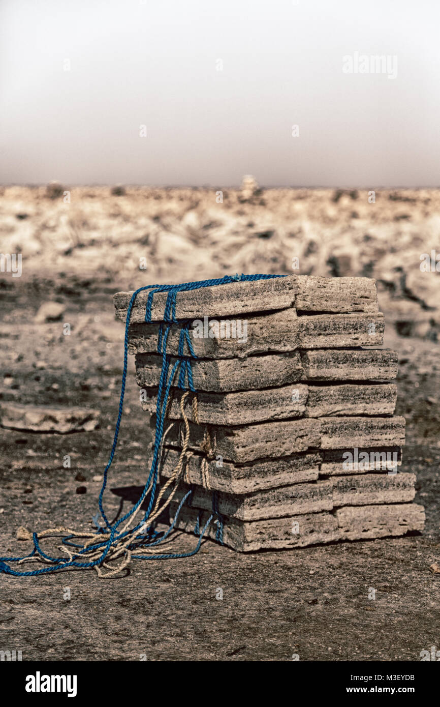 in danakil ethiopia africa the block of salt in the antique lake Stock ...