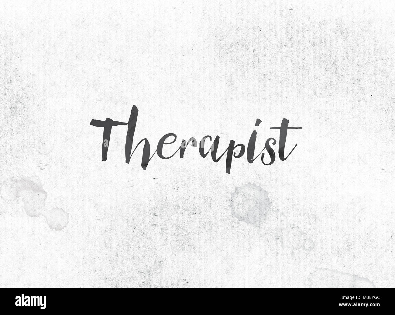The word Therapist concept and theme painted in black ink on a ...