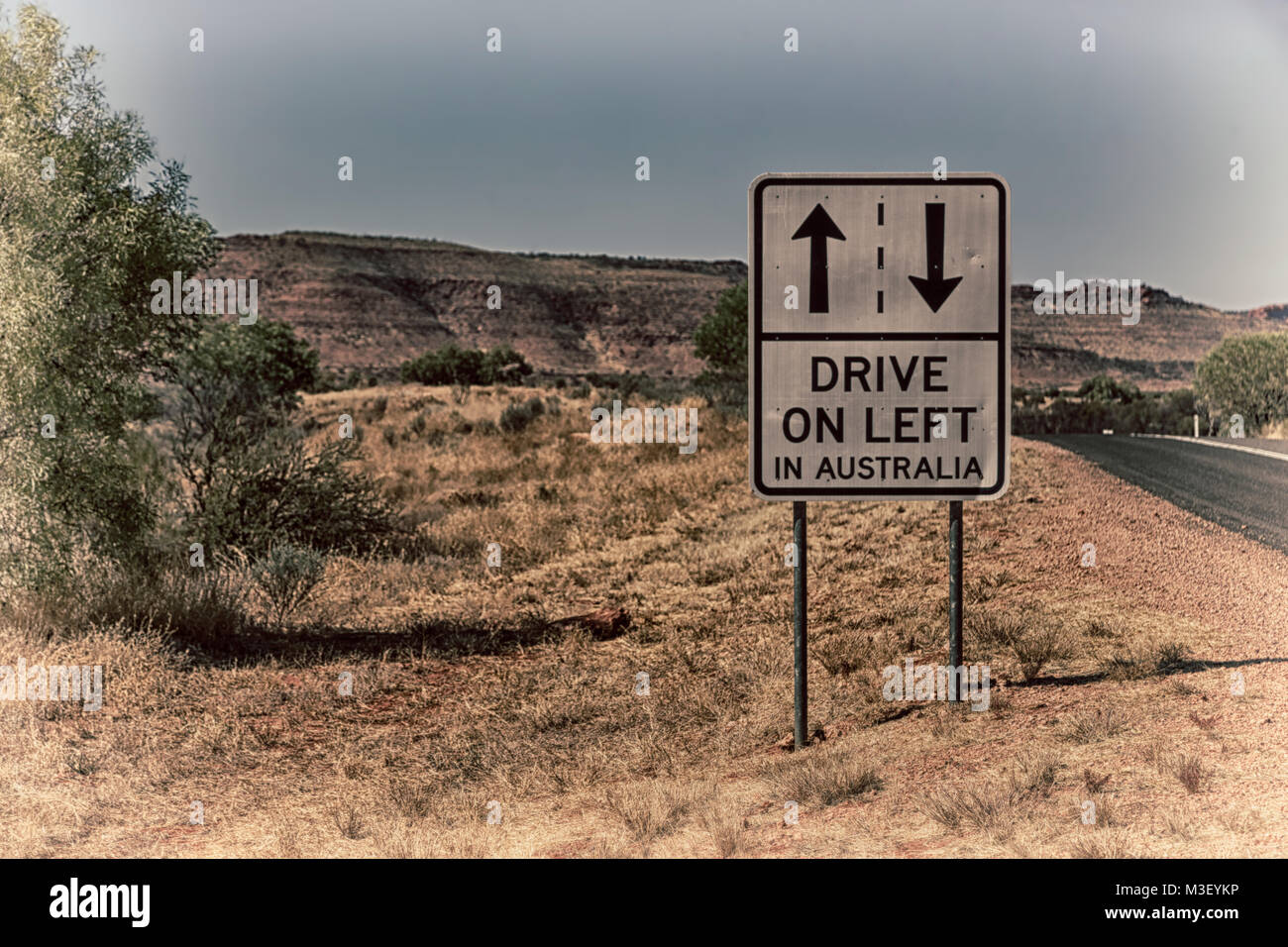 in australia the sign of drive on left like concept of safety Stock ...