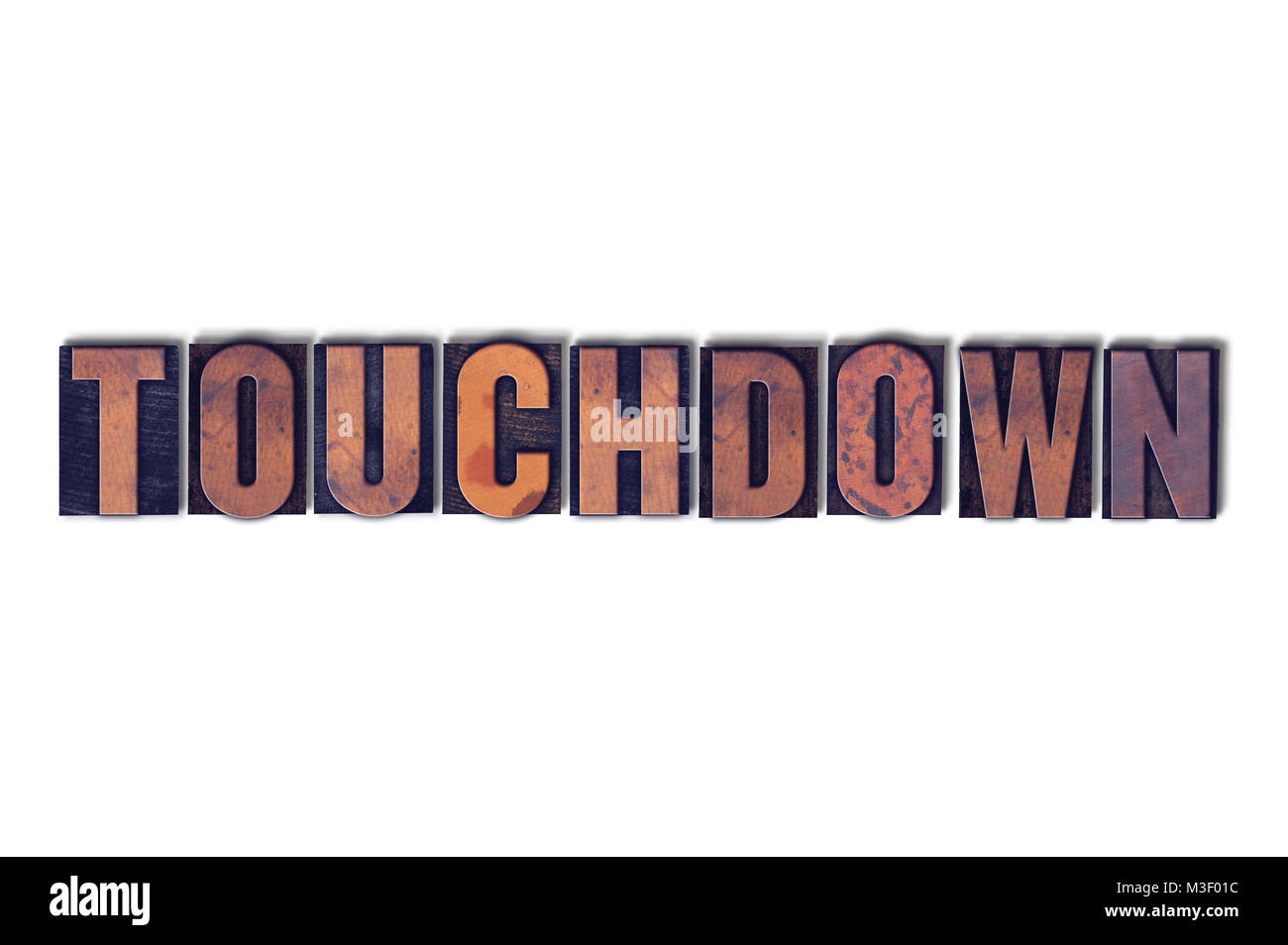 The word Touchdown concept and theme written in vintage wooden ...