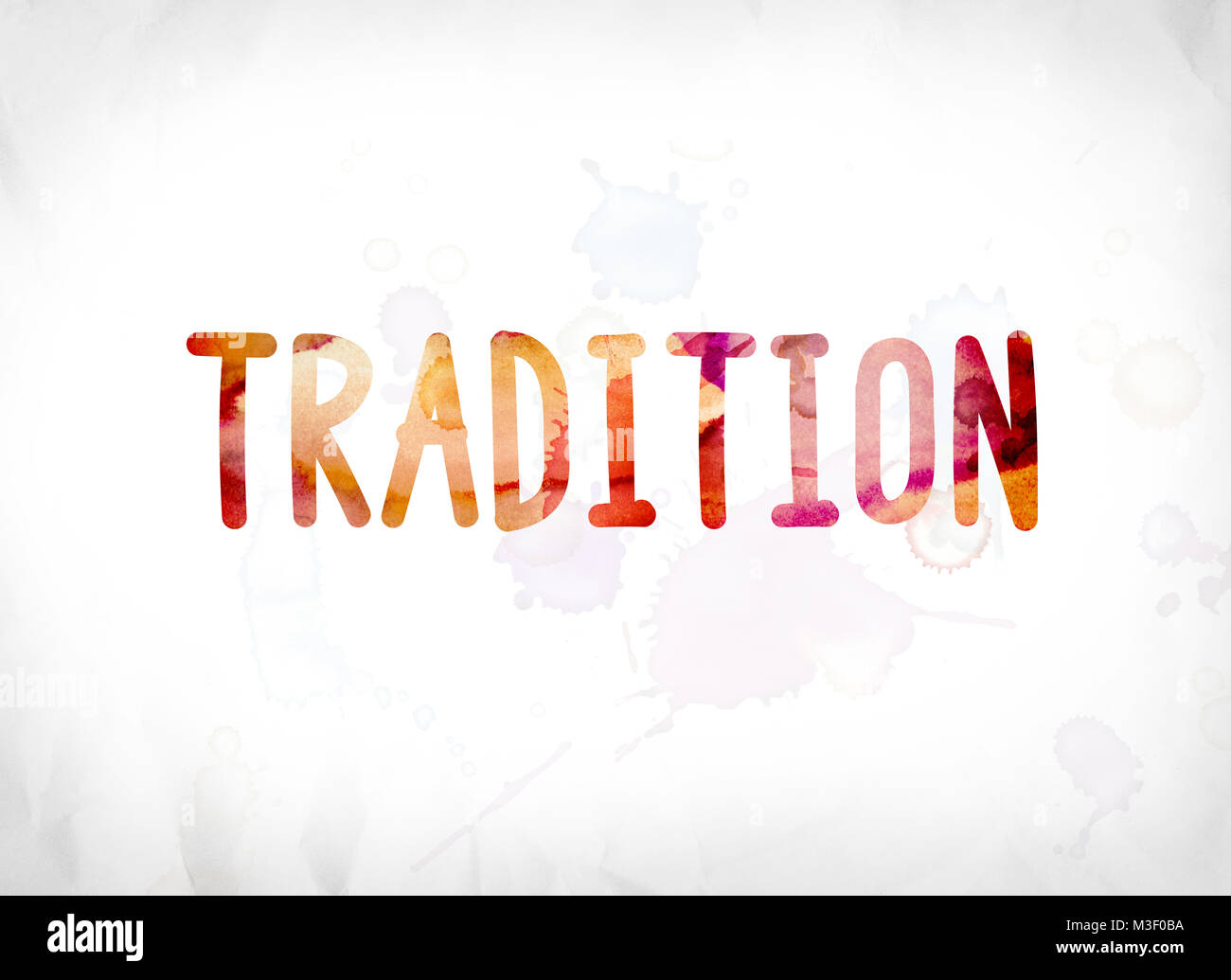 The word Tradition concept and theme painted in colorful watercolors on ...