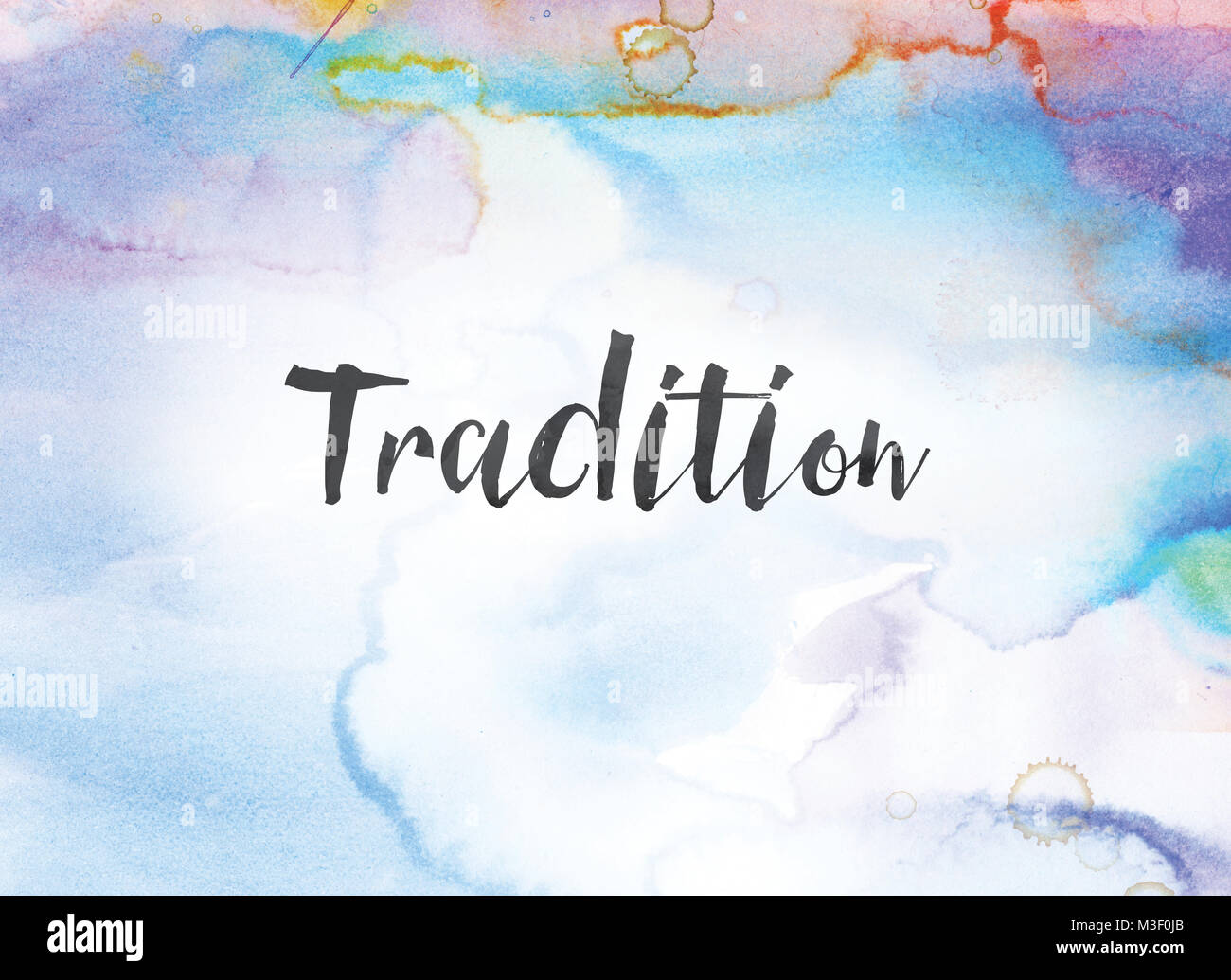 The word Tradition concept and theme written in black ink on a colorful ...