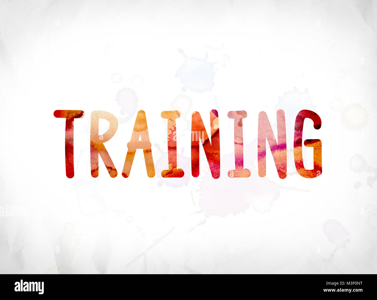 The word Training concept and theme painted in colorful watercolors on ...